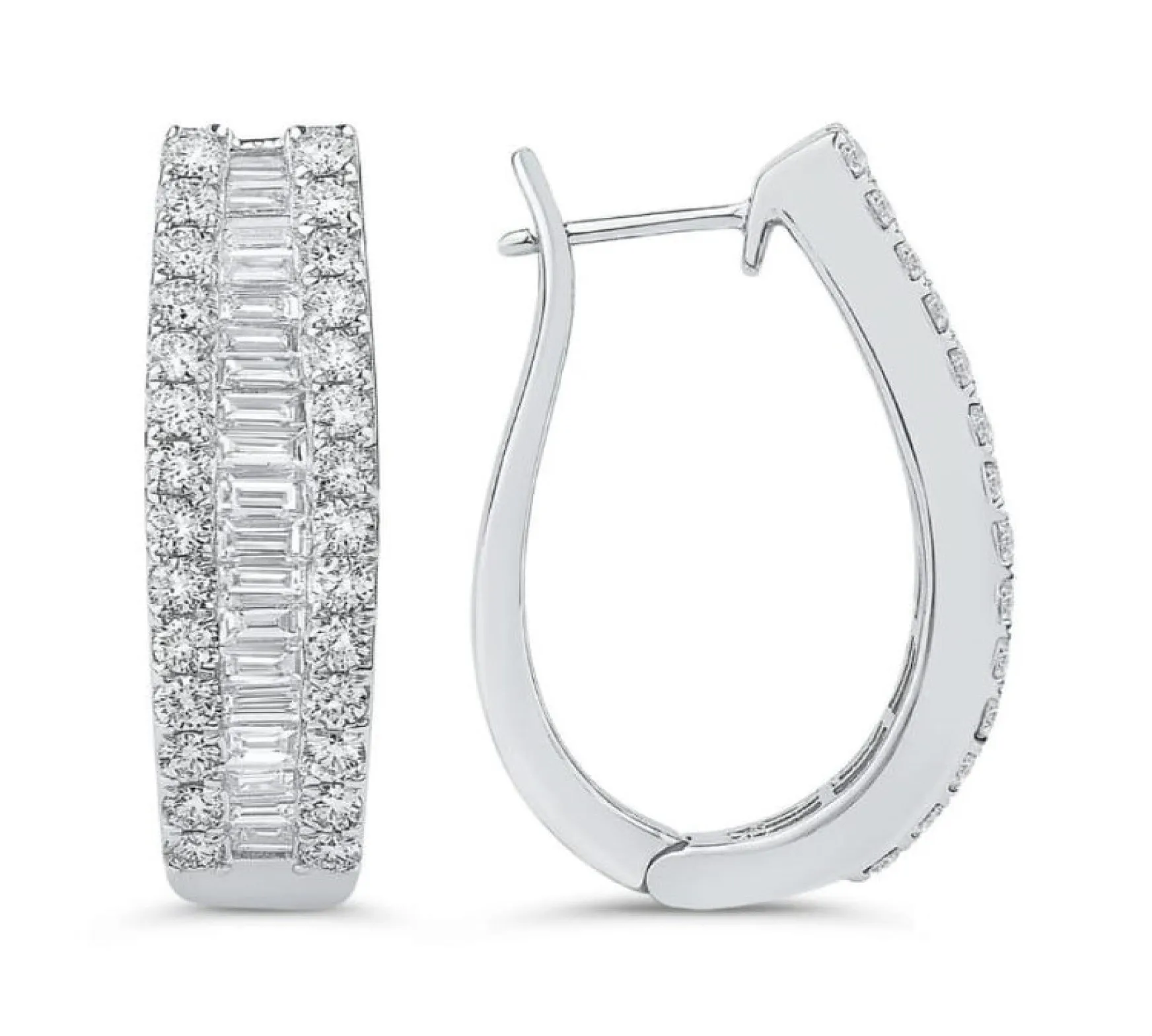 Daily Wear Real Natural Diamond Studded Hoop Diamond Earring Clip On In ...