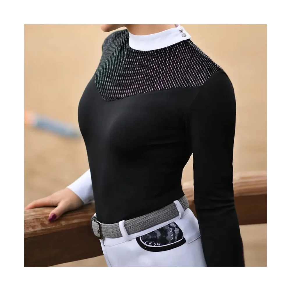 New Baselayer Show Shirts Breathable Design Top Equestrian Clothing Custom Wholesale Horse ...