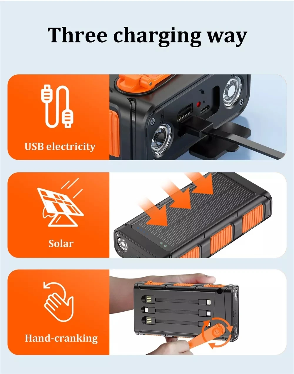 Trending Hand Crank Solar Power Bank 30000mah for Camping