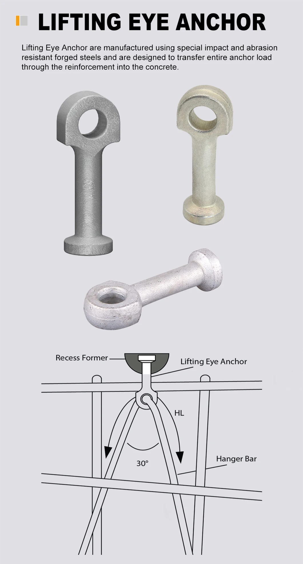 T Type Precast Spherical Head Lifting Anchor High-quality Concrete ...