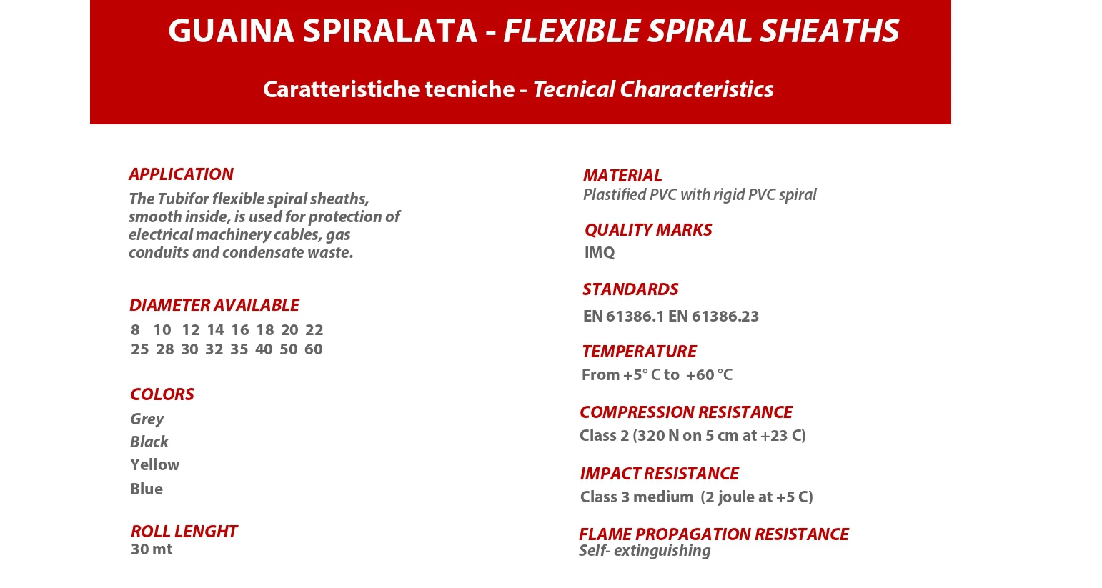 Made In Italy Flexible Spiral Sheath Tfgs Diam.32 Colour Grey For ...