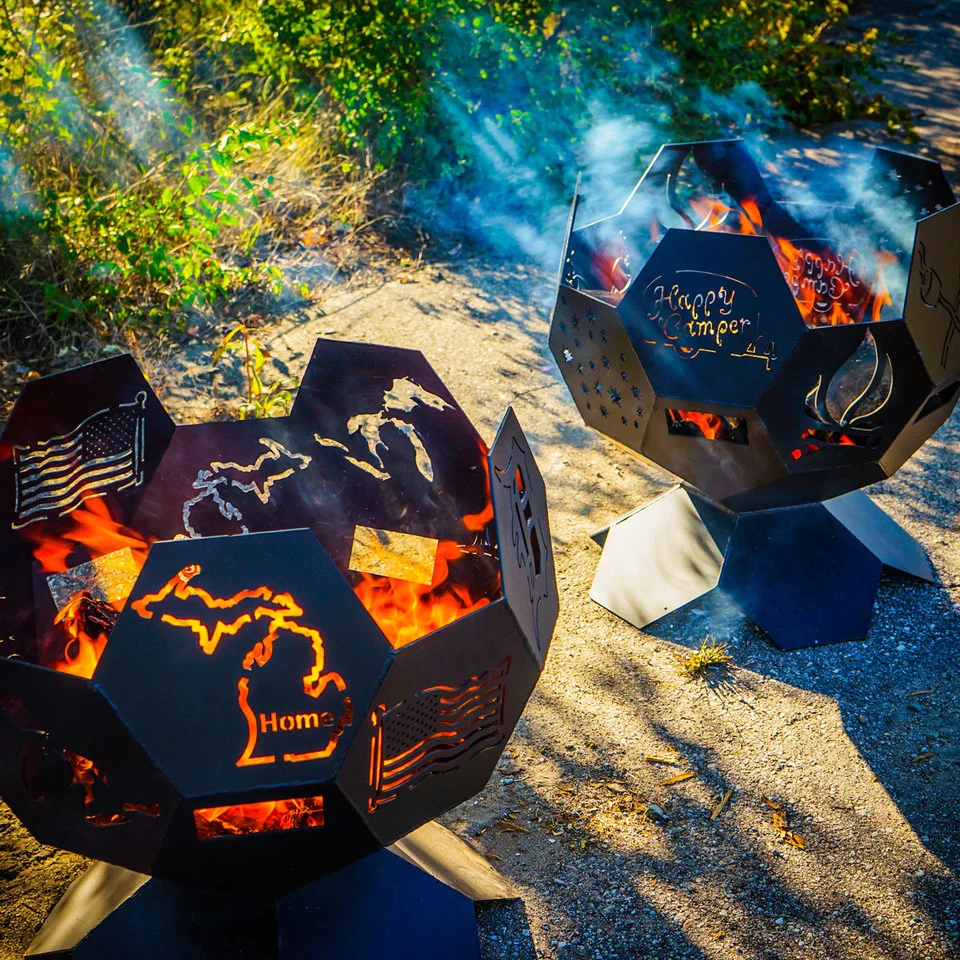Outdoor Wood Burning Bonfire Stove Corten Steel Sphere Dome Fire Pit ...