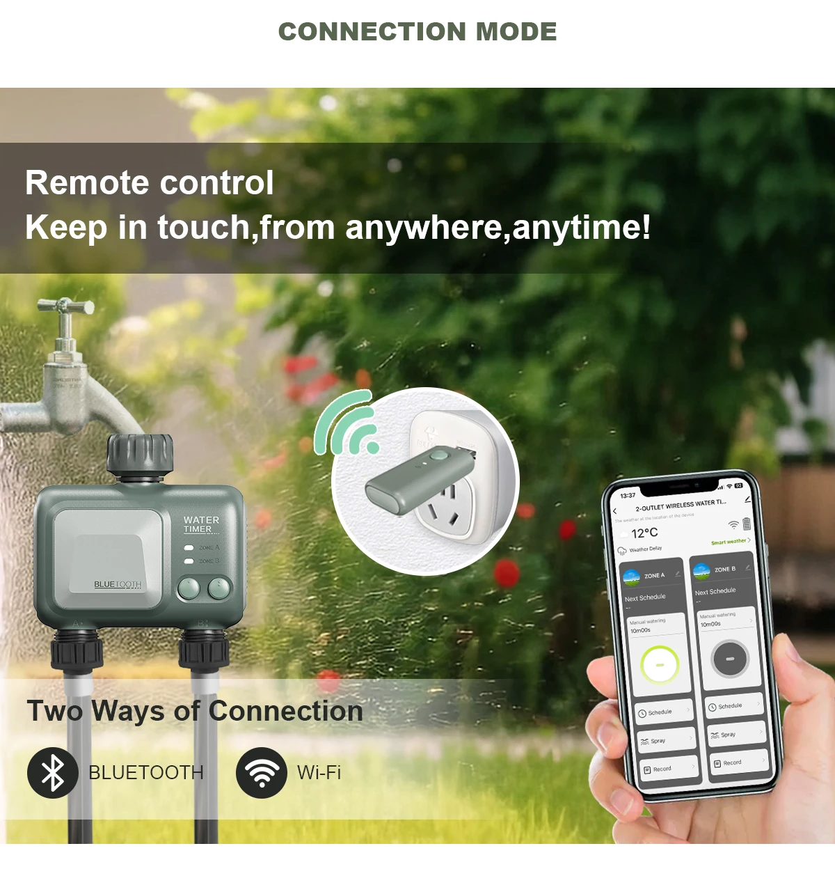 Hct-626 New Wireless Water Timer 2-zone Garden Controller Smartphone ...