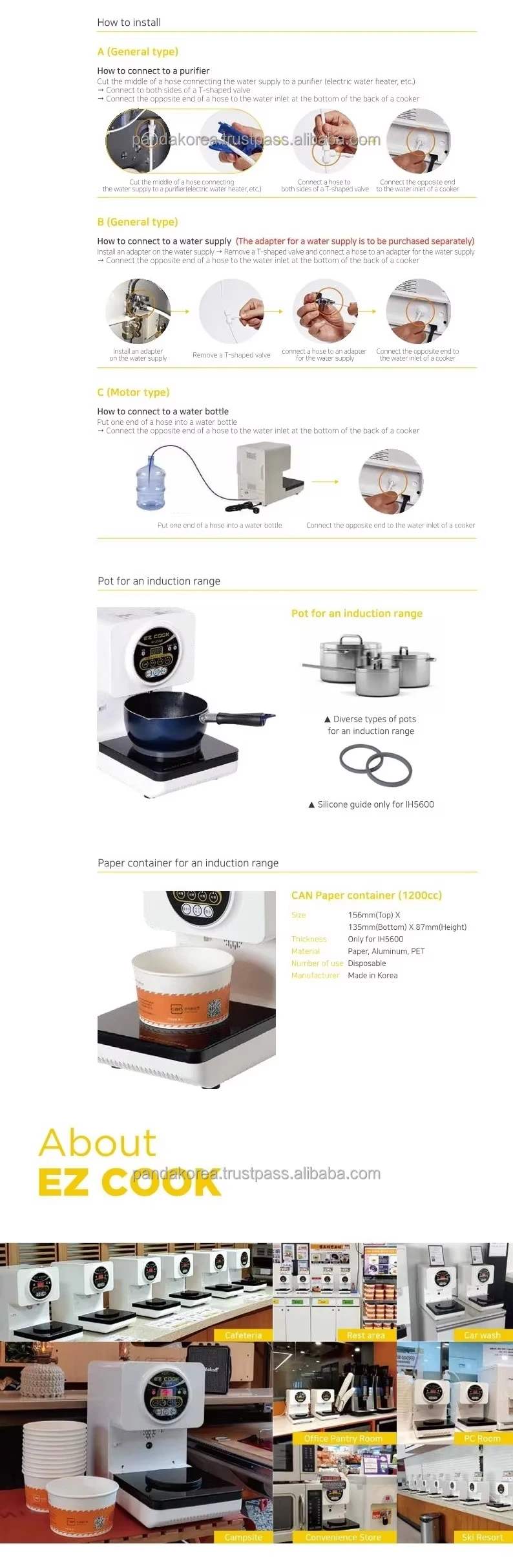 EZCOOK Compact Ramen Kitchenware - Self-Service Cooking Unit for Small ...