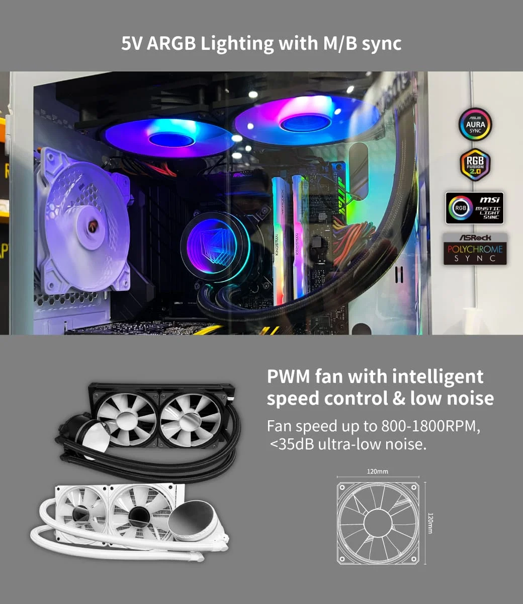 White 240mm Argb Aio Water Cooling Fan Motherboard Sync For Pc - Buy ...