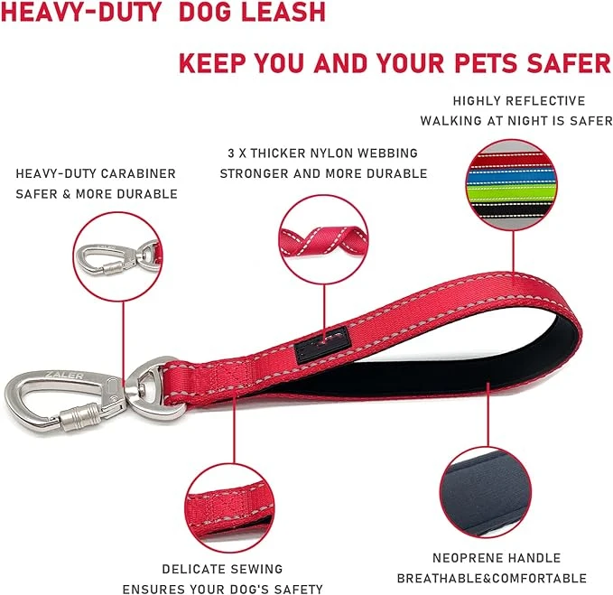 Reflective Safety Heavy Duty Traffic Short Length Leash With Neoprene ...