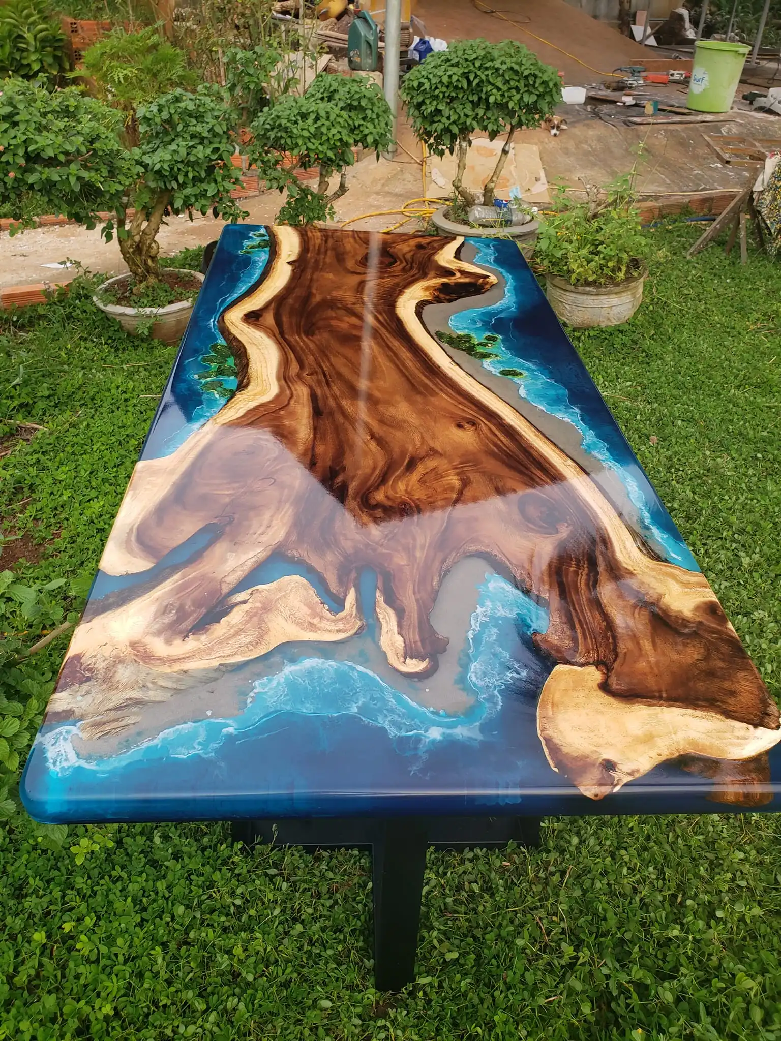 Vietnam Epoxy Saman Wood Table - Epoxy River Table For Dinning Room ...
