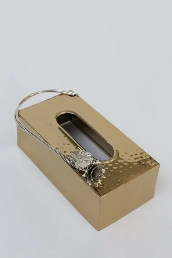 Classic Design Table Decorative Tissue Box High Quality Metal Gold ...