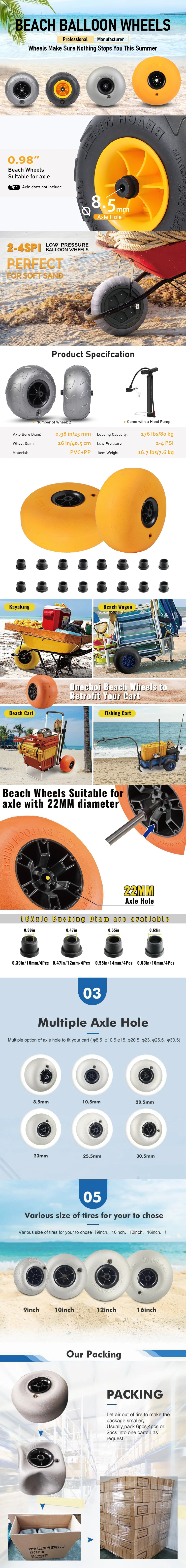 16 inch inflatable beach tire balloon wheels beach sand tire beach ...