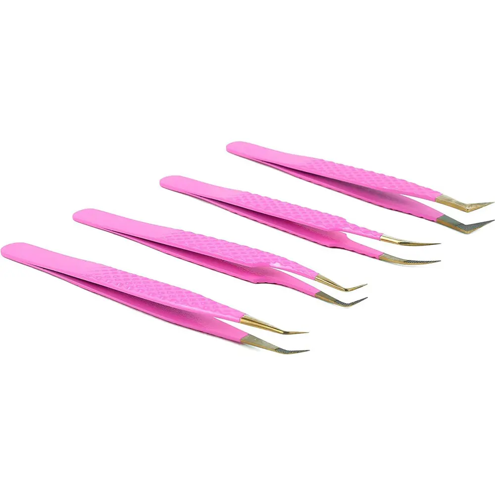 Full Range Stainless Steel Eyelash Tweezers Lash Extensions Tweezers ...
