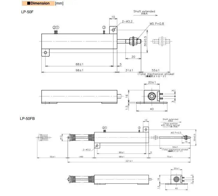 Midori Linear Potentiometers Lp-50f Series Conductive Plastic Linear ...