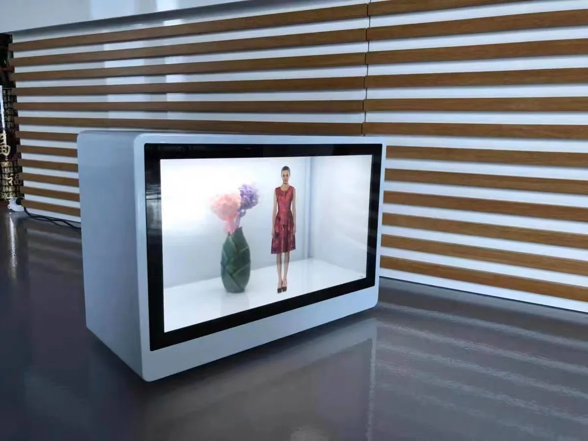 21.5 Inches Hrough LCD Advertising Product Counter Showcase Transparent ...