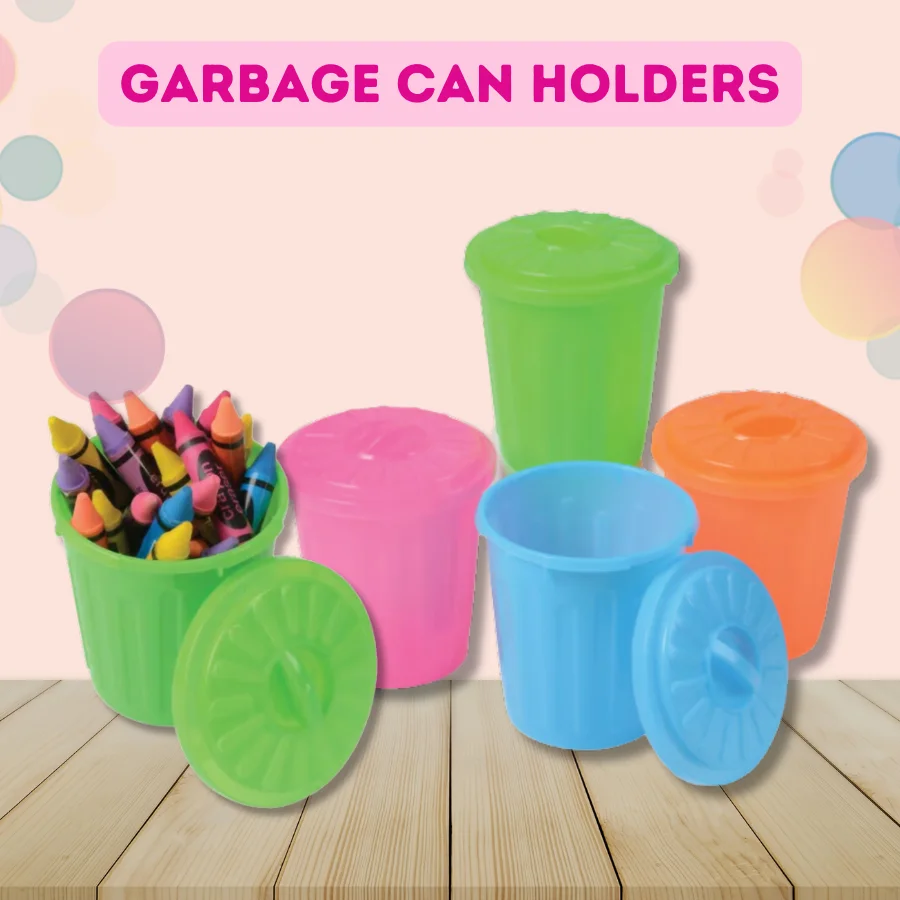 Mini Garbage Trash Can Holders | 4 Assorted Colors | Kids Partys And ...