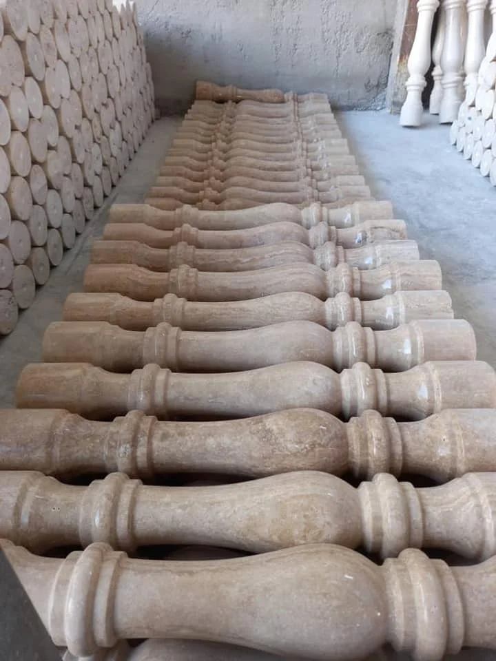 Hand Carved Marble Stone Railing, Marble Baluster Railing Indoor ...