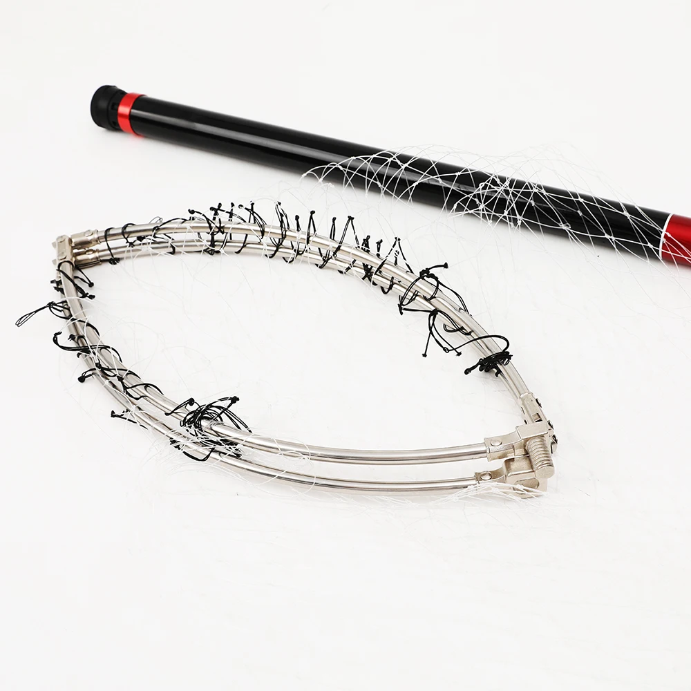 ISO Landing Net Pole 55% Carbon 4 Sections with Stainless Round Frame ...