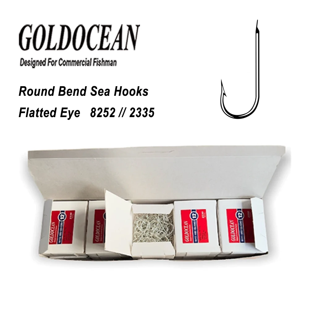 Goldocean 8252 Big Barb Large Flatted Round Bend Sea Factory Direct Fishing Hook Commercial Sea ...