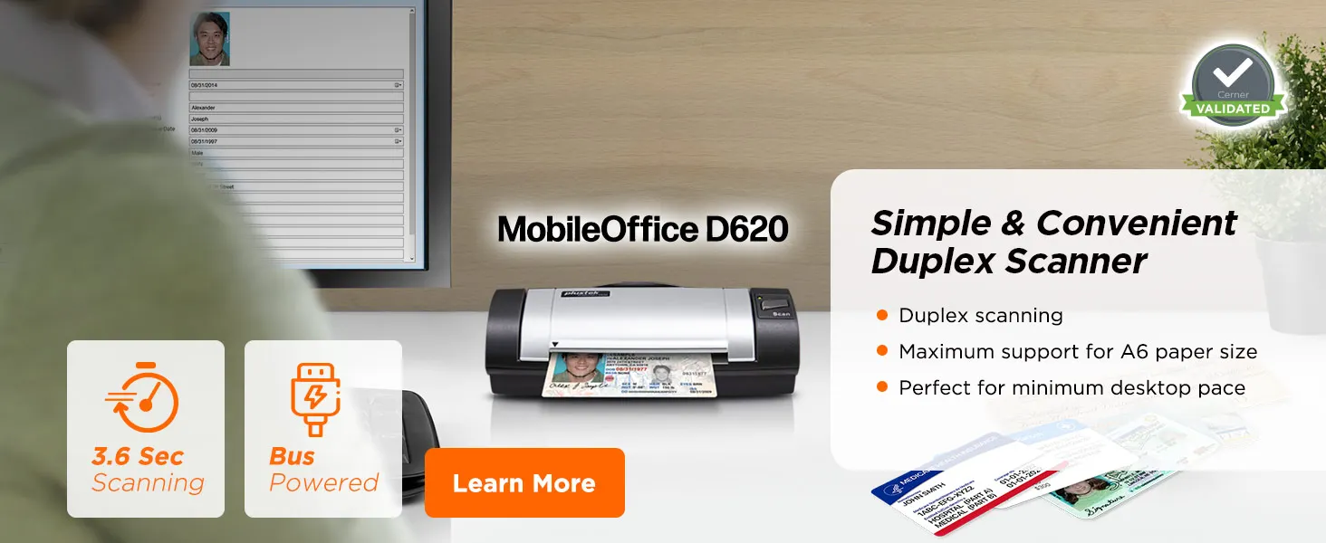 Plustek ID Card Scanner - Efficient Automatic Duplex Reader