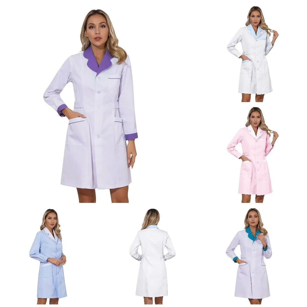 Doctor Lab Coats Clinic Uniform Black Lab Coat White Safety Laboratory ...