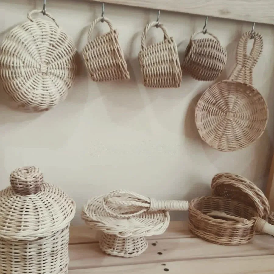 Hot Demand Big Size Rattan Kitchen Toy Set Natural Eco Friendly ...