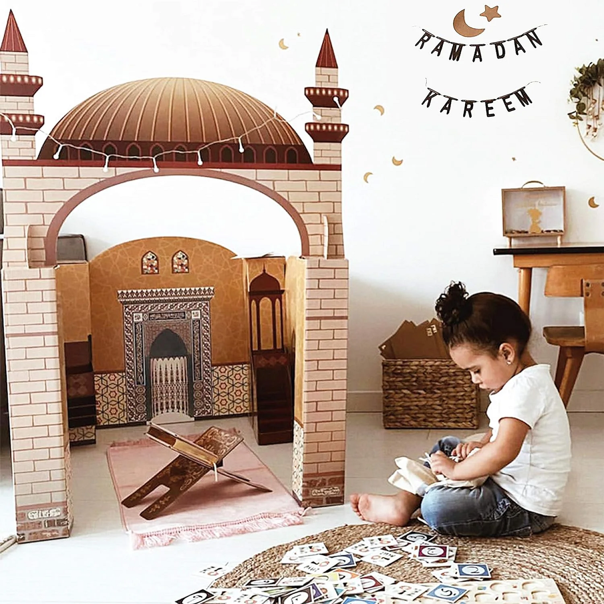 Recyclable Custom Cardboard Masjid for Kids Play House Cardboard Mosque ...