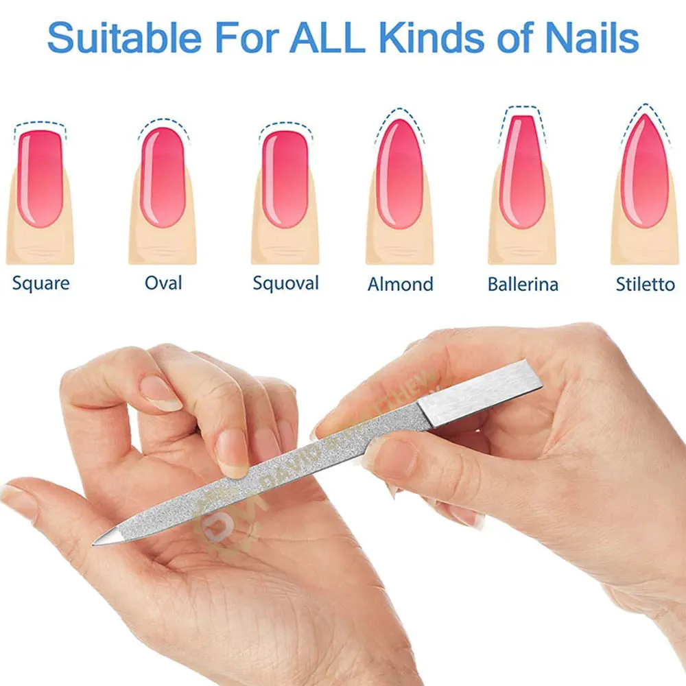 Custom Logo Nail File Stainless Steel Nail Salon Tools Double Sided ...
