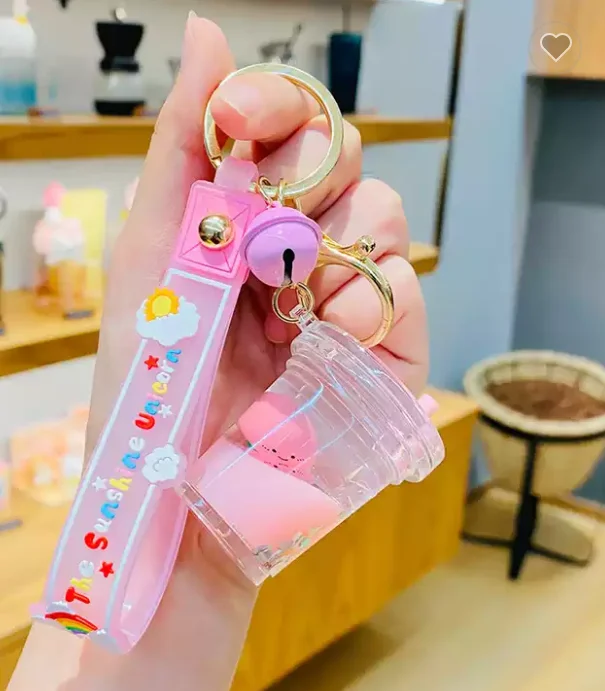 Wholesale Cartoon Cute Acrylic Bubble Tea Keychains Cat Cup Bottle Key ...