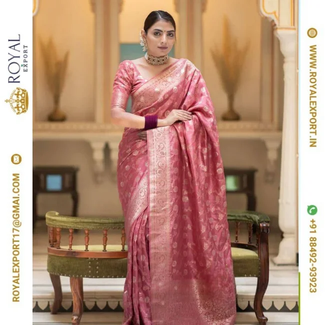 Shop Our Festive Wear Soft Lichi Silk Sarees with Pally Jacquard Work