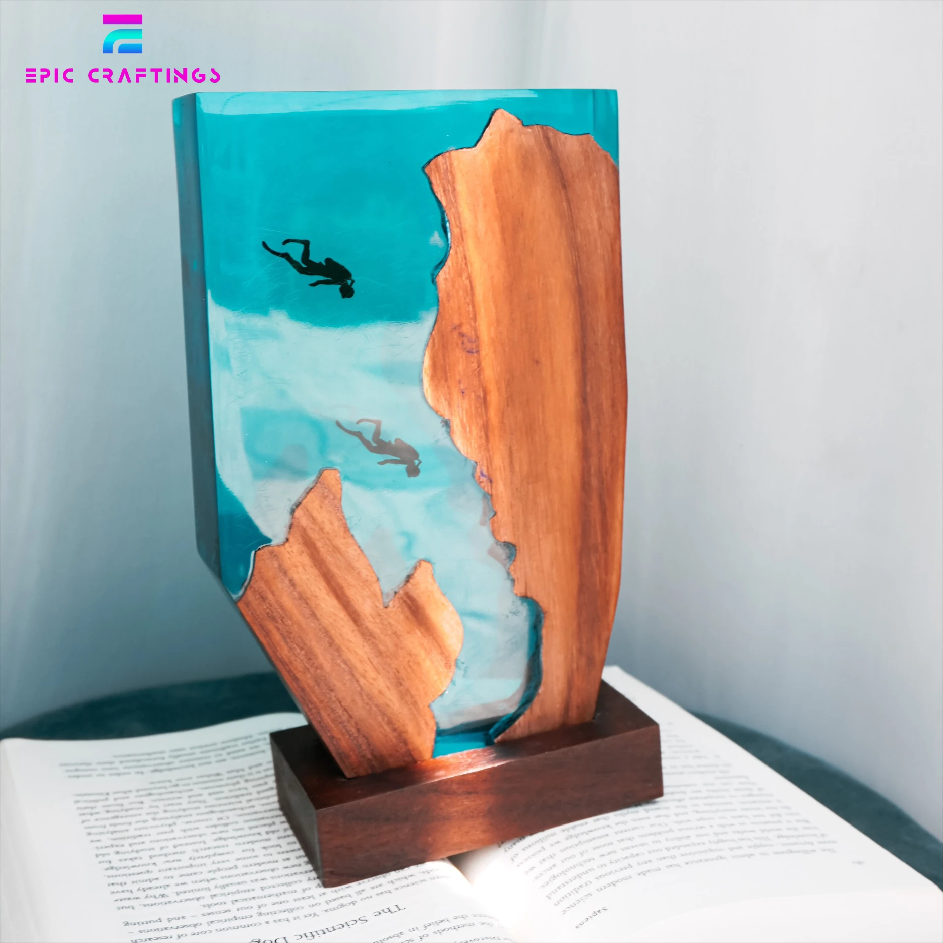 Customized Epoxy Marine World Resin Ocean Night Light Table Lamp ...