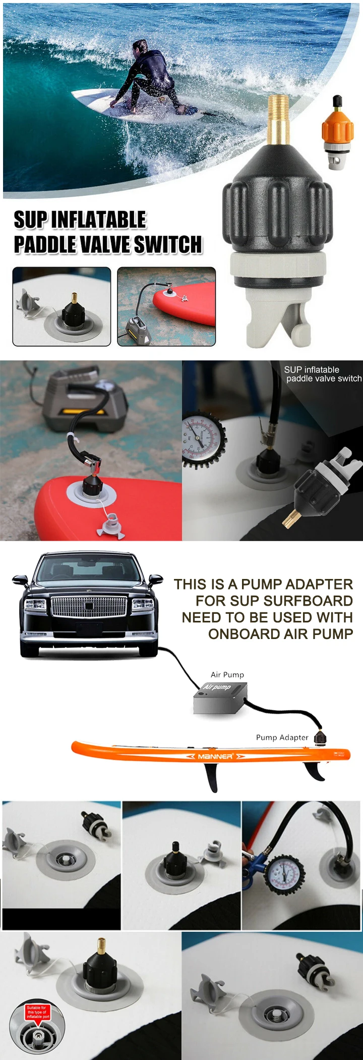 Good Spring SQ-AC-028 Paddle Board SUP Air Valve Nozzle Surfboard ...