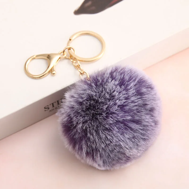 Furry Puff Ball Faux Rabbit Fur Ball Pom Pom Keychain For Women And ...