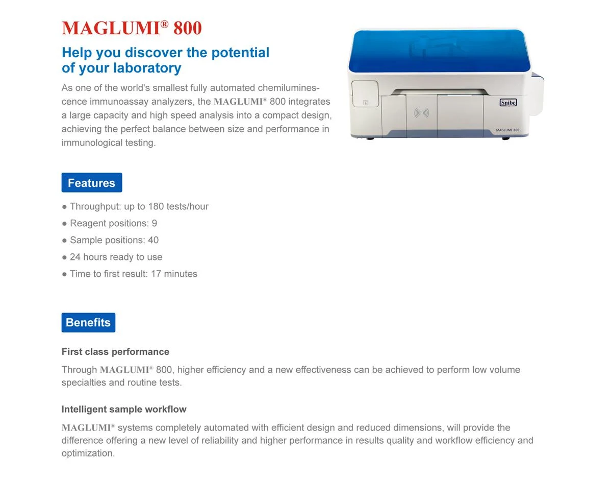 Used Snibe MAGLUMI 800 Chemiluminescence Immunoassay System