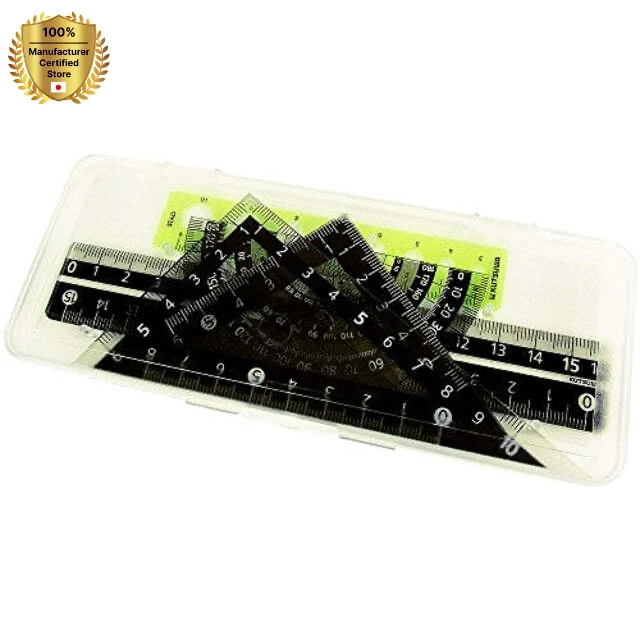 Kutsuwa KB031 STAD Ruler Set, Black (5 Pcs) Eraser for Children Magnet ...