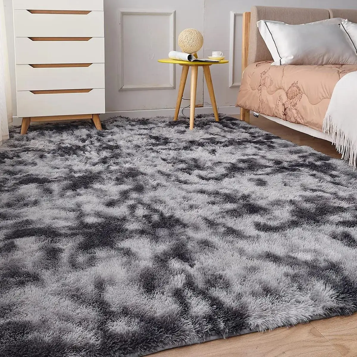 Gray Carpet for Living Room Plush Rug Bed Room Floor Fluffy Mats Anti ...