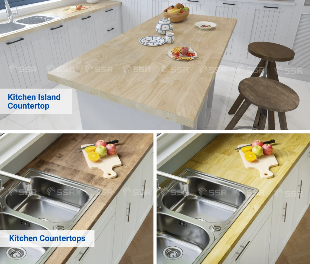 SSR VINA Rubberwood Butcher Block Countertops - Durable & Stylish