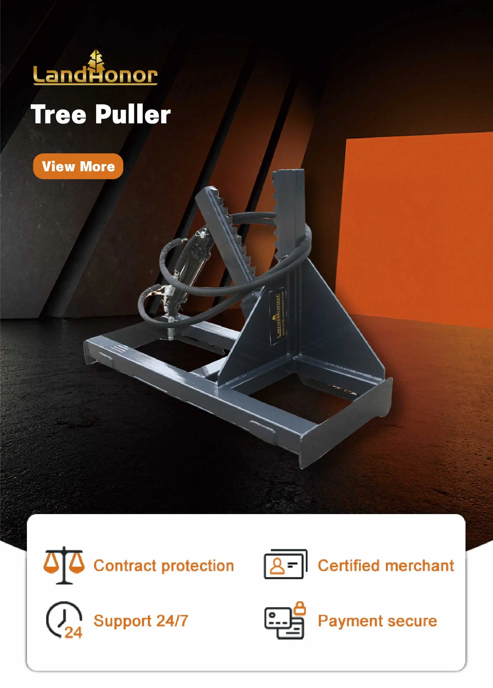 Hydraulic Tree Puller Skid Steer Attachment for Easy Tree Removal
