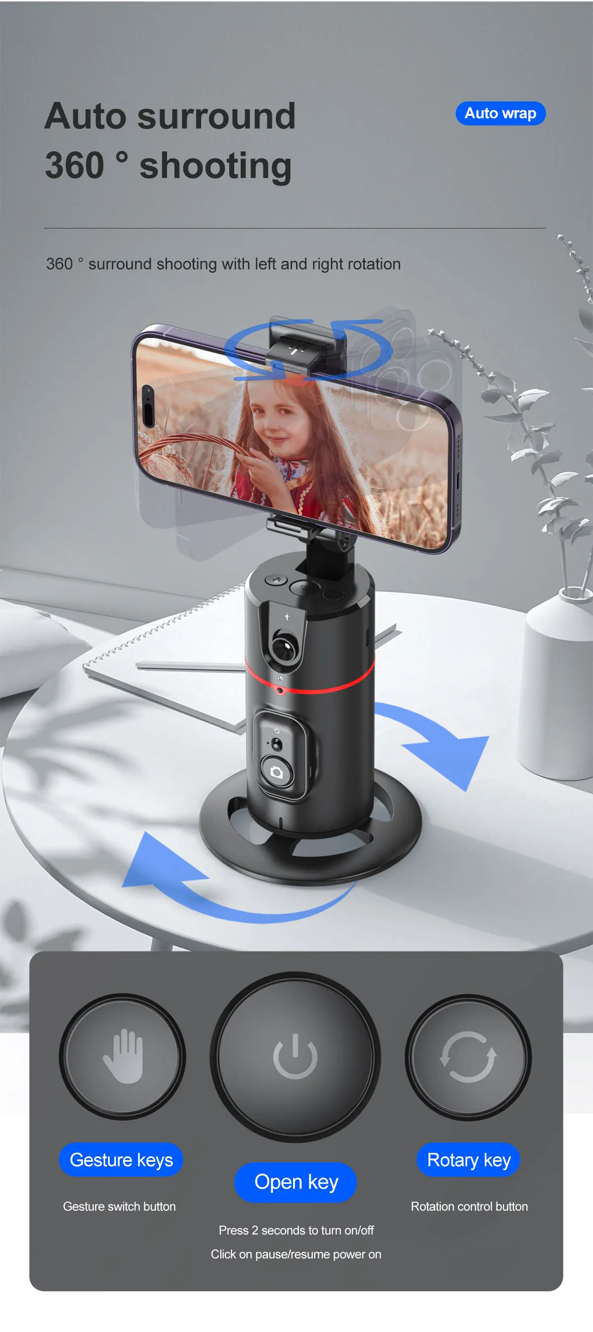 P02 AI Intelligent Tracker - 360 Degree Face Tracking Gimbal