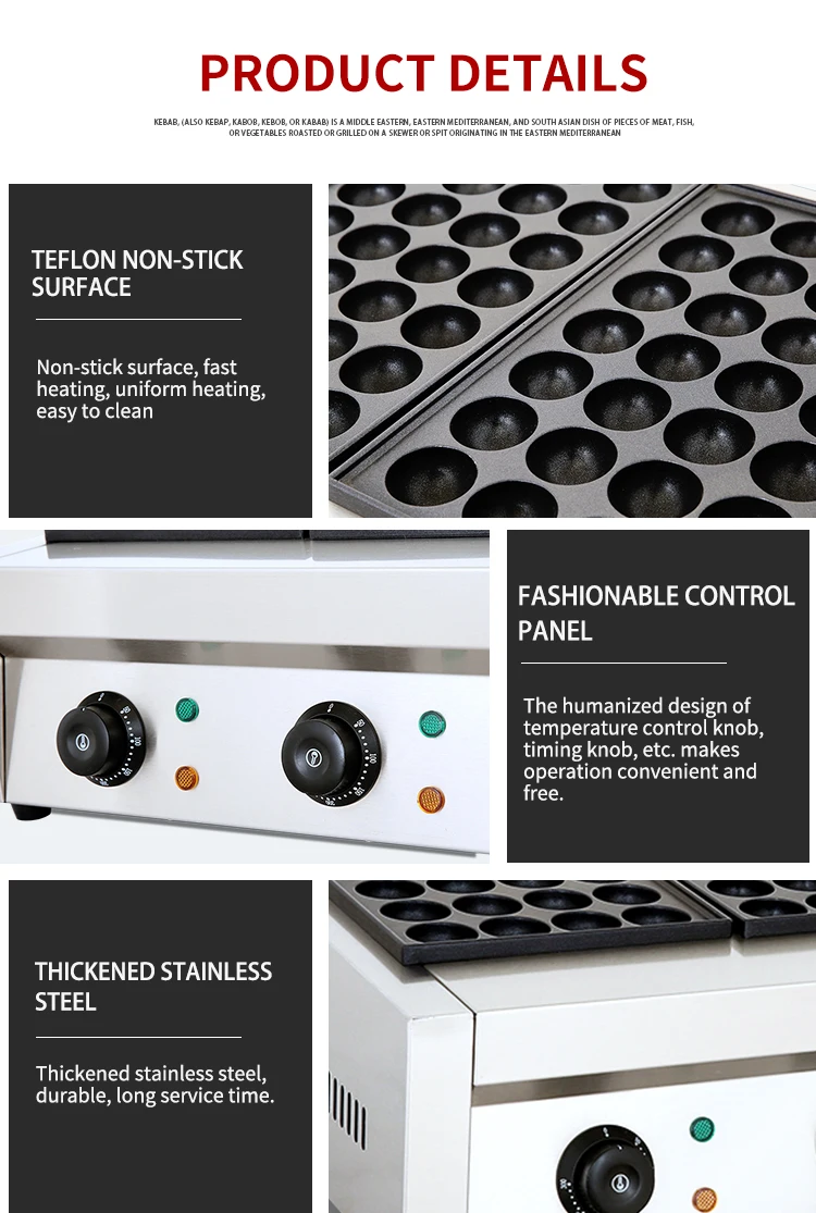 Commercial Electric Double Plates Japanese Takoyaki Machine Meatball ...