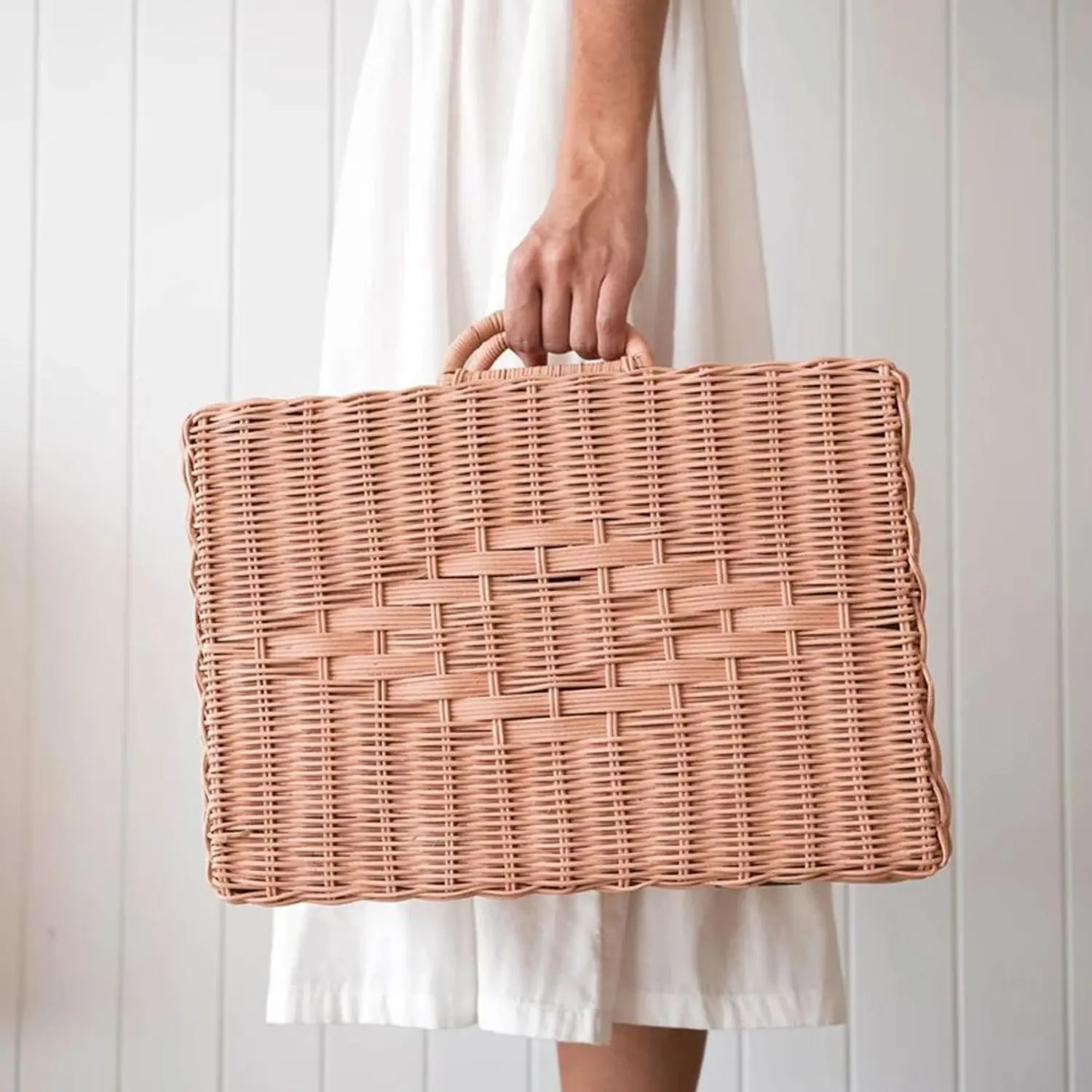 Modern Contemporary Hand Weaving Wicker Rattan Travel Away Luggage ...
