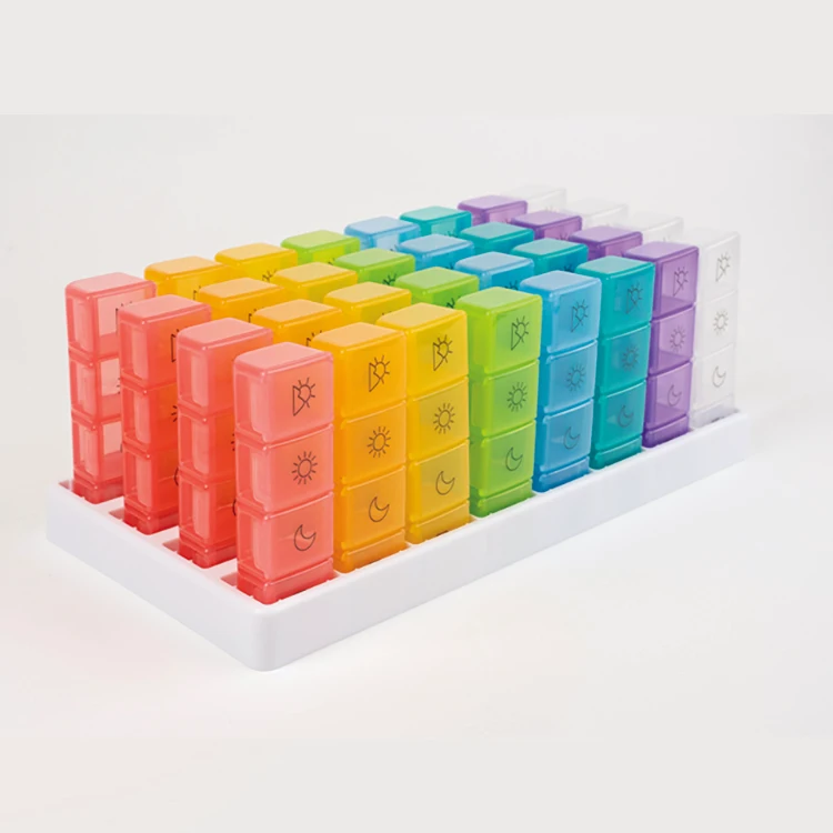 Rainbow Color Pill Organizer For One Month 4 Times A Day 30 Day Pill ...