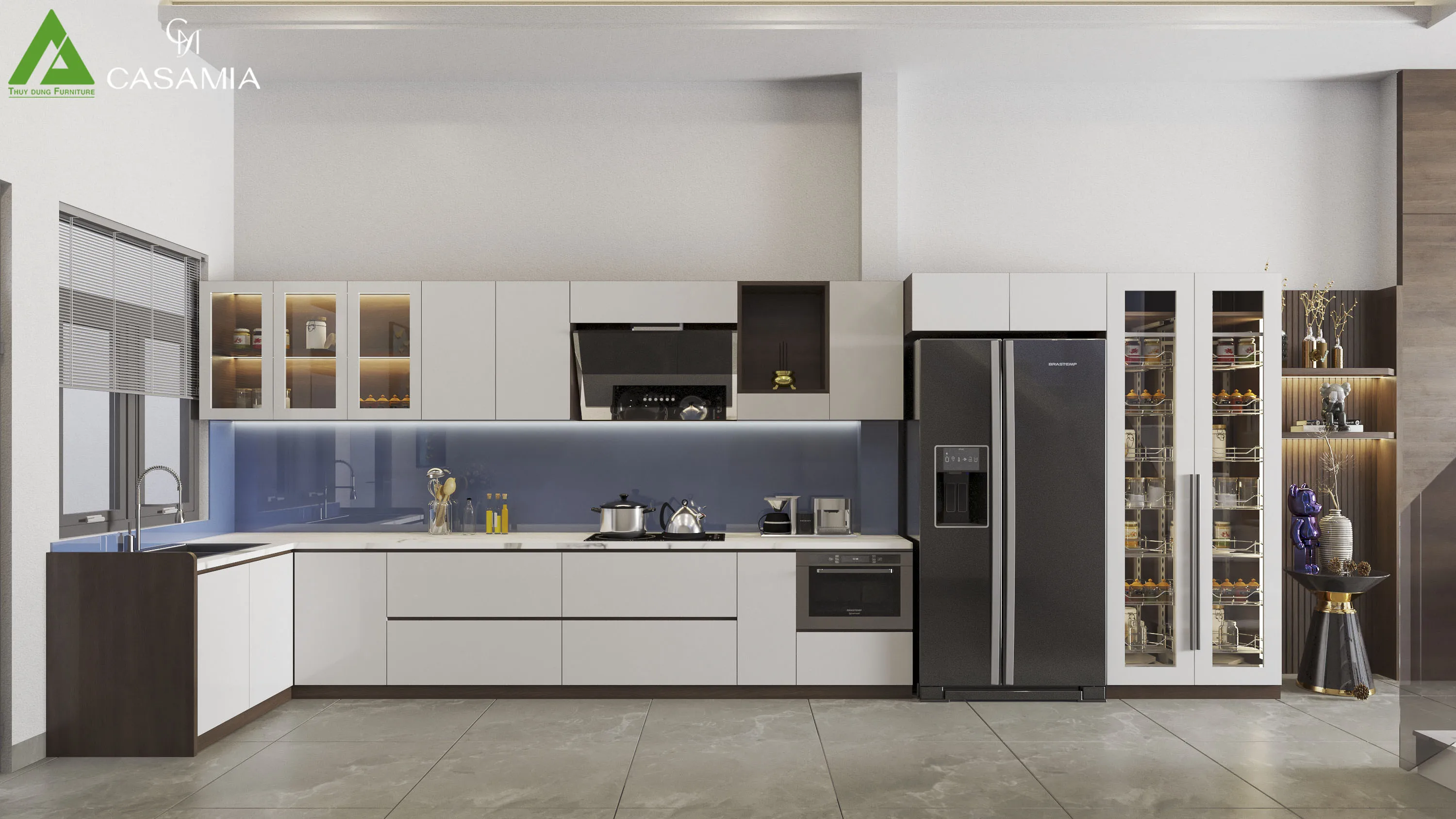 Blue Shaker Style Cabinets With Mdf From Vietnam Factory High Gloss ...