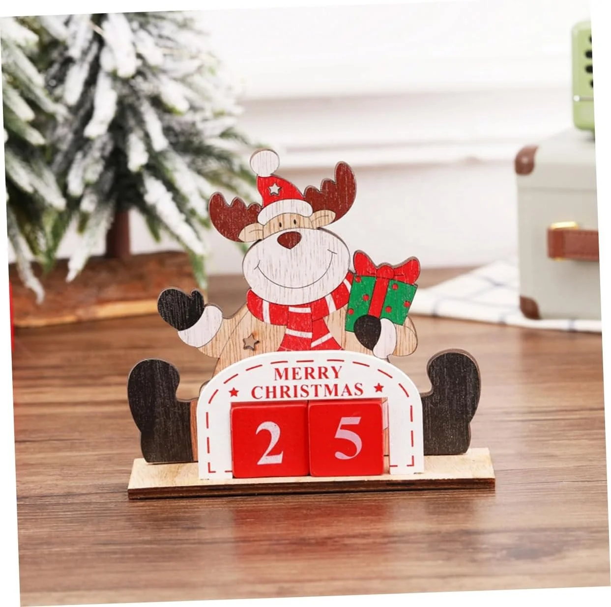 Wooden Santa Advent Countdown Calendar with Christmas Desk Decor for ...
