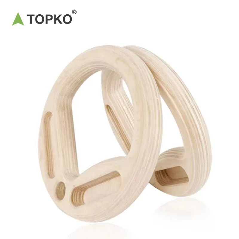 Topko Pull Up Rings Gymnastics Rings Wooden With Adjustable Cam Buckle ...