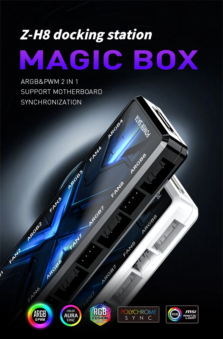 Addressable 5v-3pin Argb&pwm 2-in-1 Magic Box - Buy 4pin Pwm*8 Hub ...