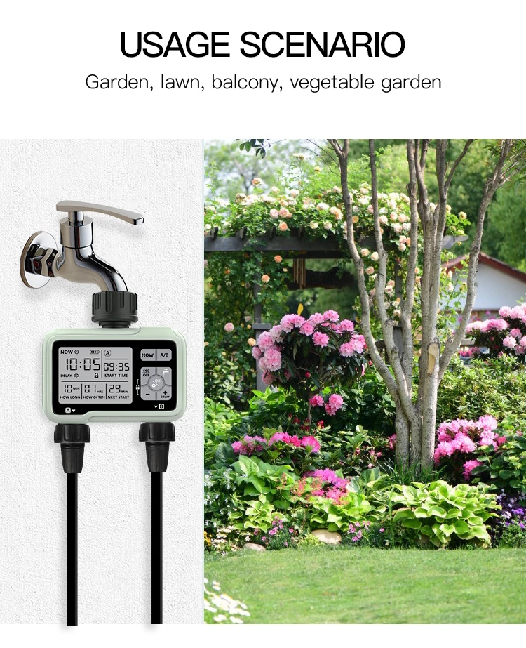 Double Out Large Screen Automatic Water Timer Timed Garden Irrigator ...