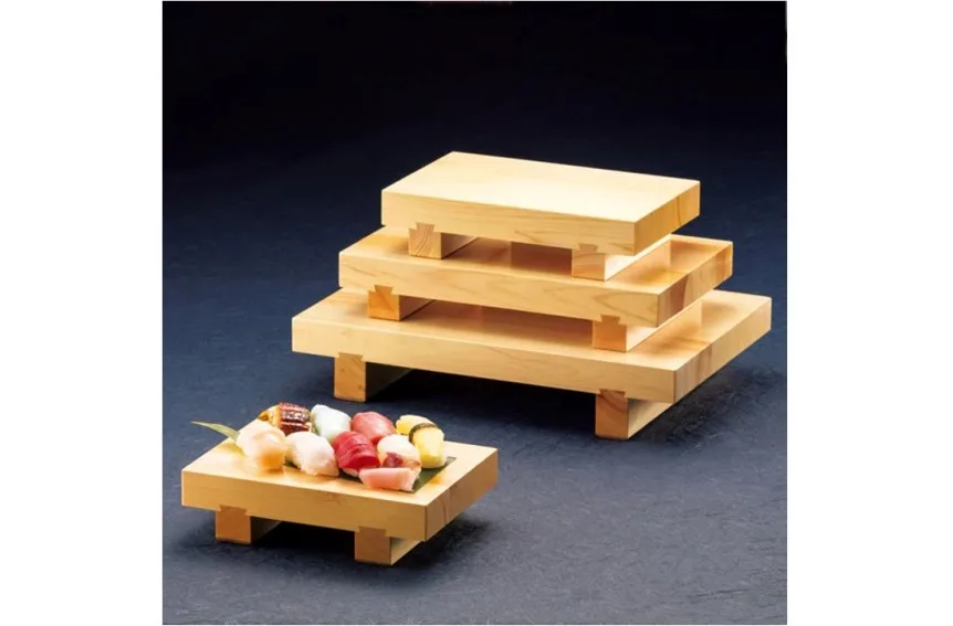 Hinoki Wooden Sushi Geta - Durable & Stylish Serving Stands