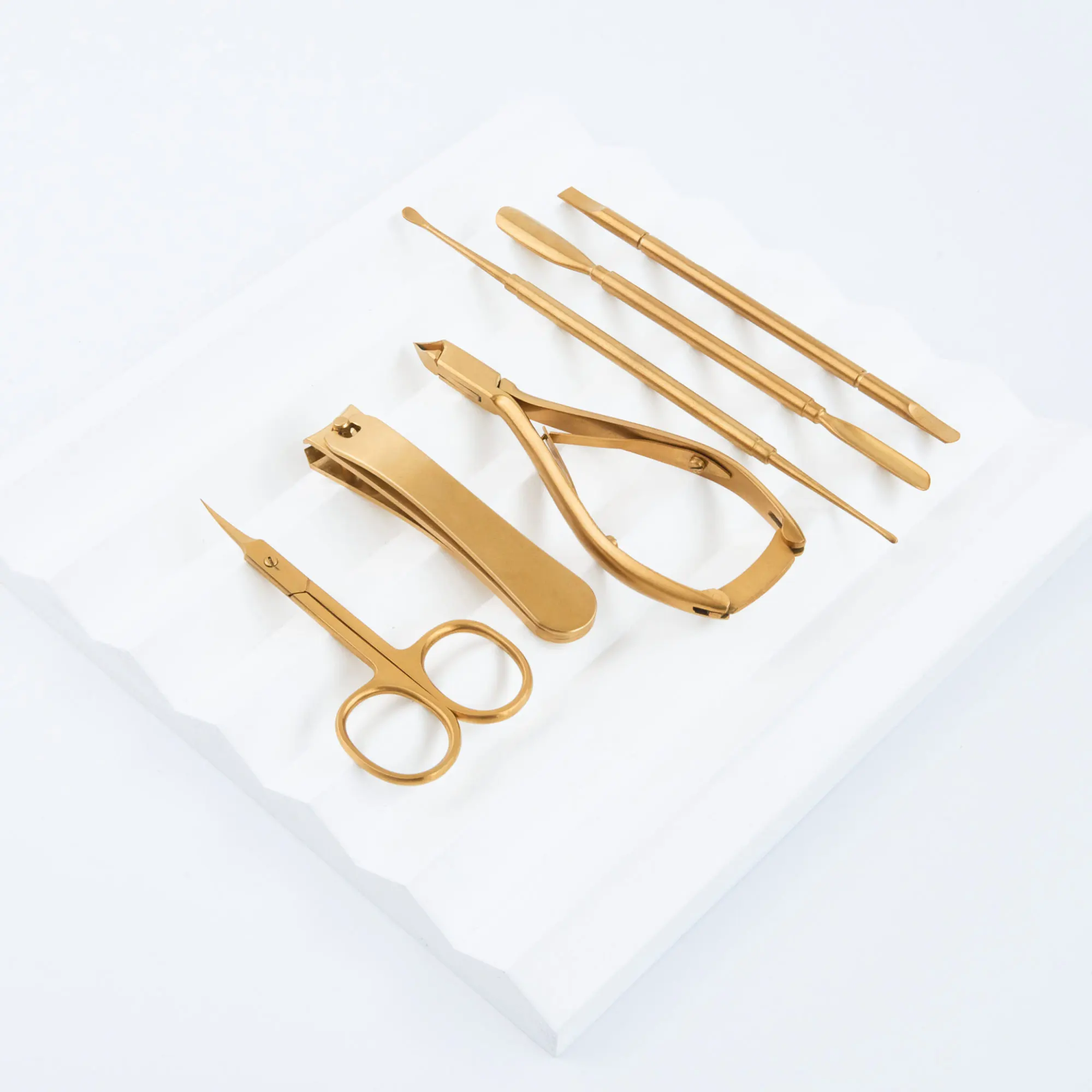 Stainless Steel Professional Gold Plated Nail Care Tools Set of Cuticle ...