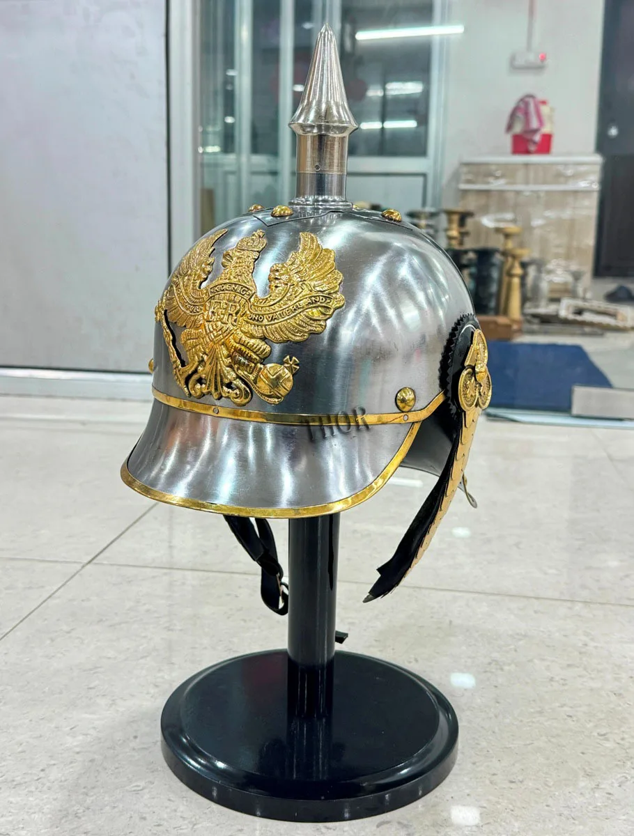 German Pickelhaube Helmet STEEL Imperial Prussian Officer Spiked WWI ...