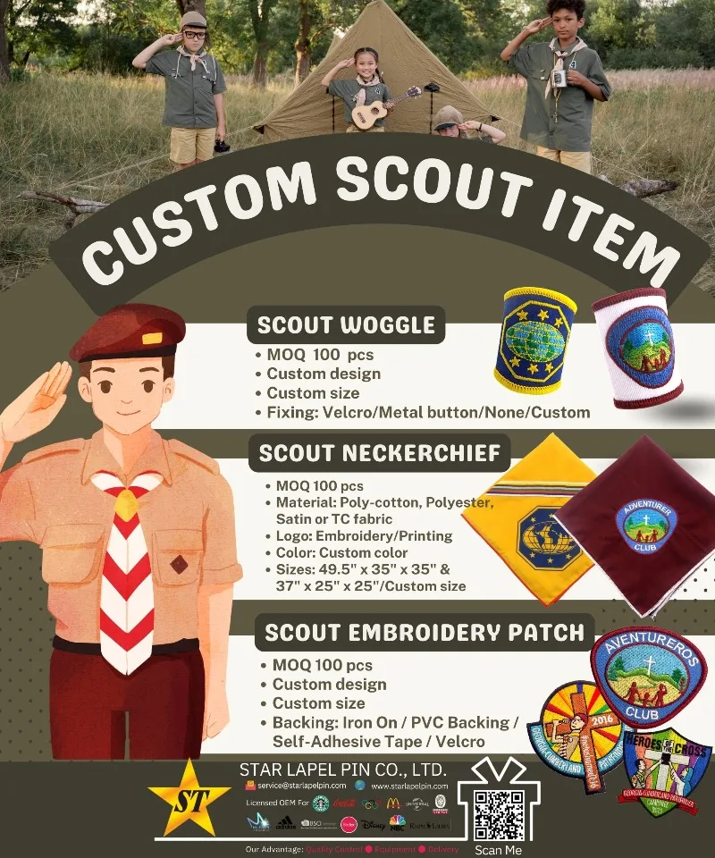 High Quality Boy Scouts Custom Logo Scarf Ring Leather Woggle