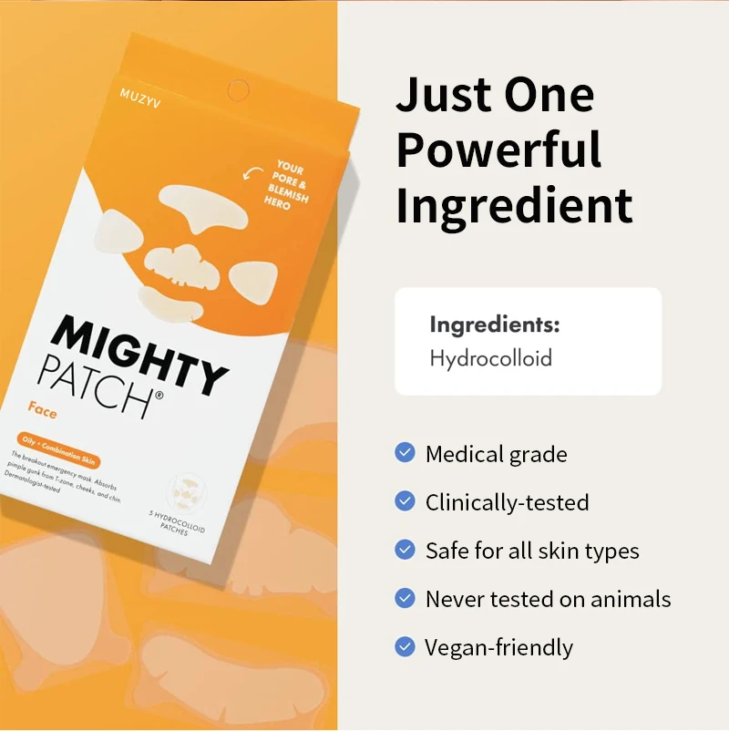 Hydrocolloid Face Mask For Acne 5 Large Pimple Patches For Zit ...