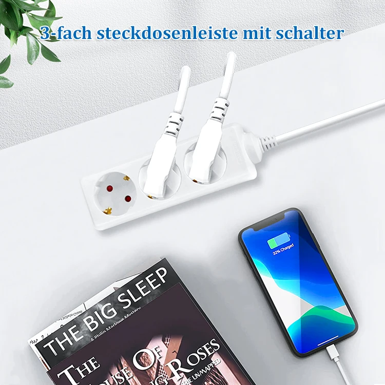 Gelistar European Style 3 Outlets Power Socket Custom Plug Child Protection Pure Copper Wire ...